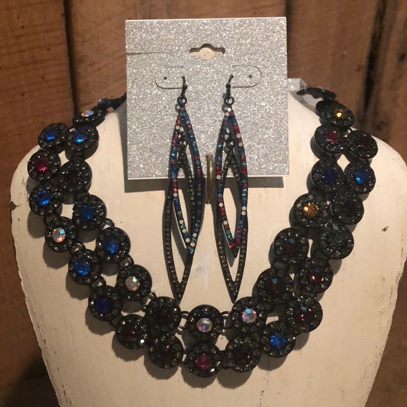 Jewelry | Nwt Gunmetal And Multi Colored Stone Jewelry Set | Poshmark